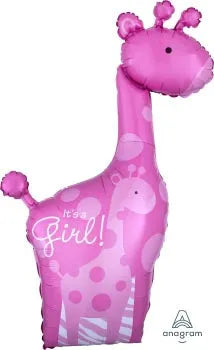 Safari Baby Girl Giraffe Giant Super Shaped Foil Balloon– Balloon Supply