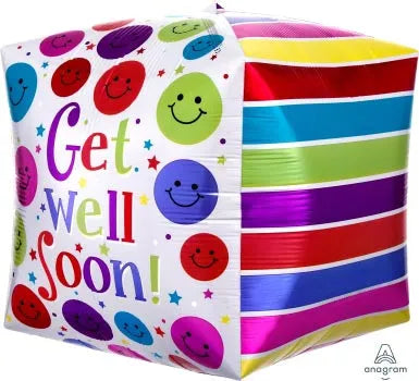 Big 38cm 15 Inch Cuboid Shaped Cubez Balloon, Get Well Soon– Balloon Supply