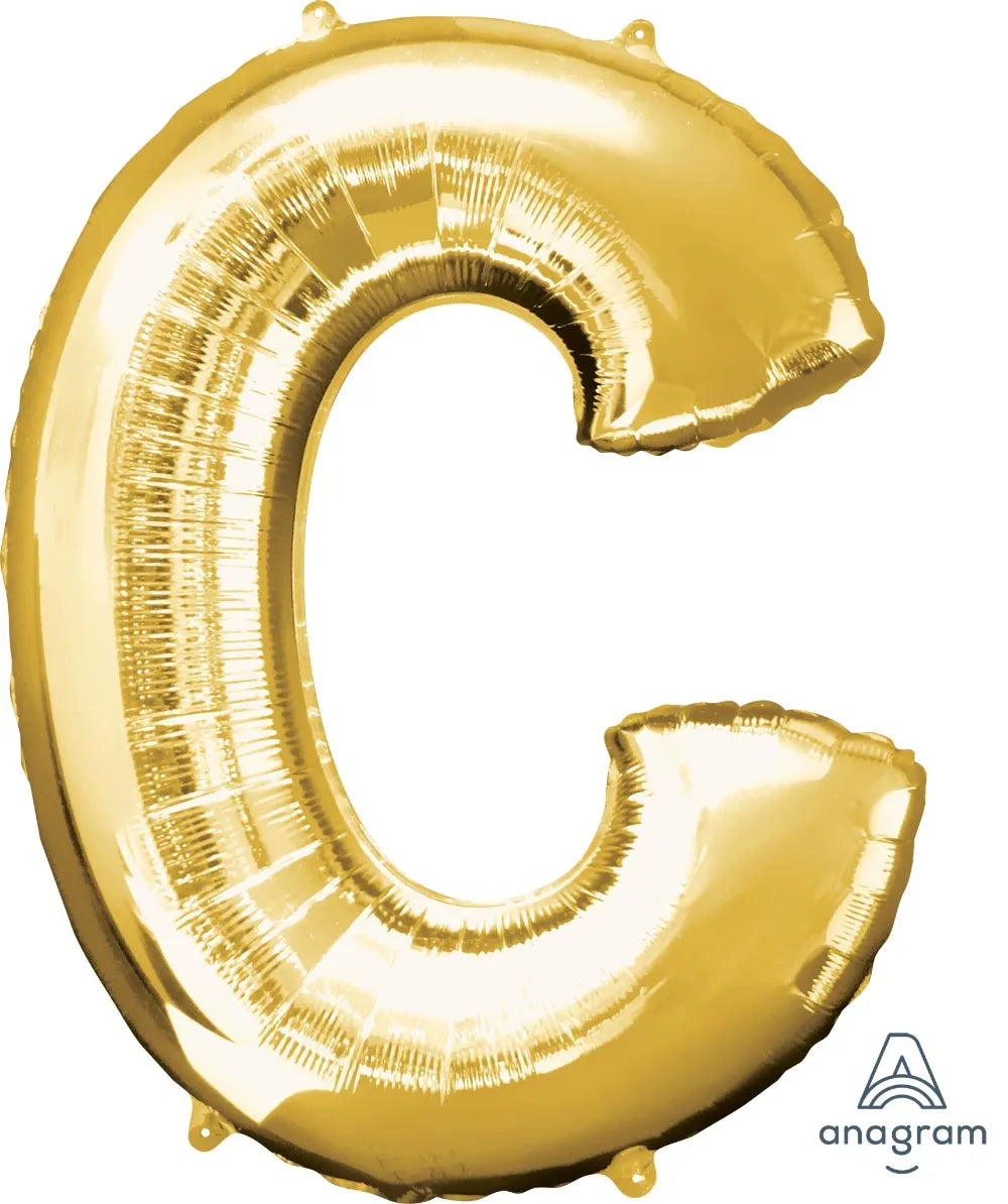Letter Gold C, Giant Letter Shaped 86cm 34" Foil Balloon– Balloon Supply