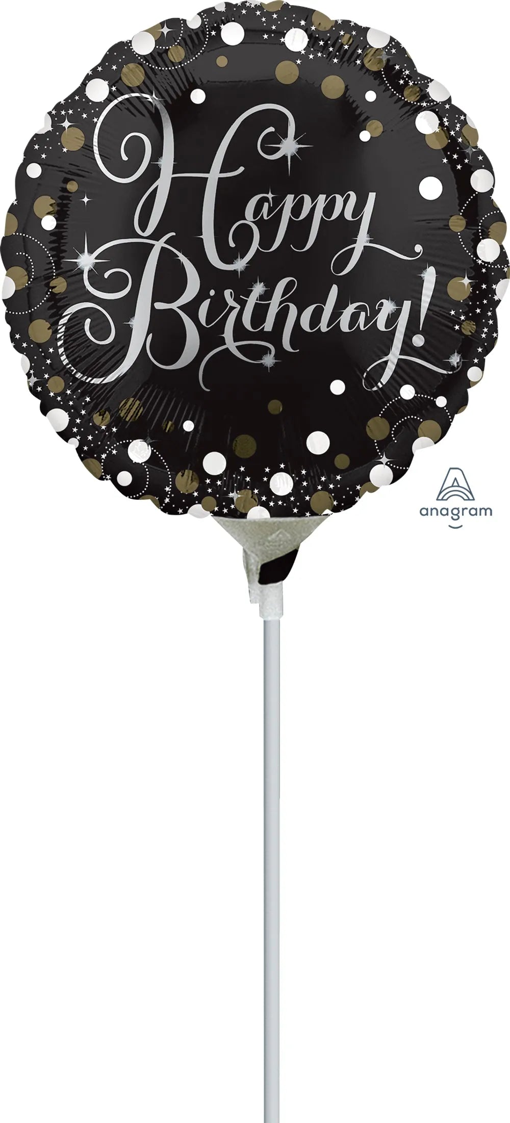 Sparkling Birthday 9 Inch 23cm Mini Air Fill Foil Balloon with Stick ...