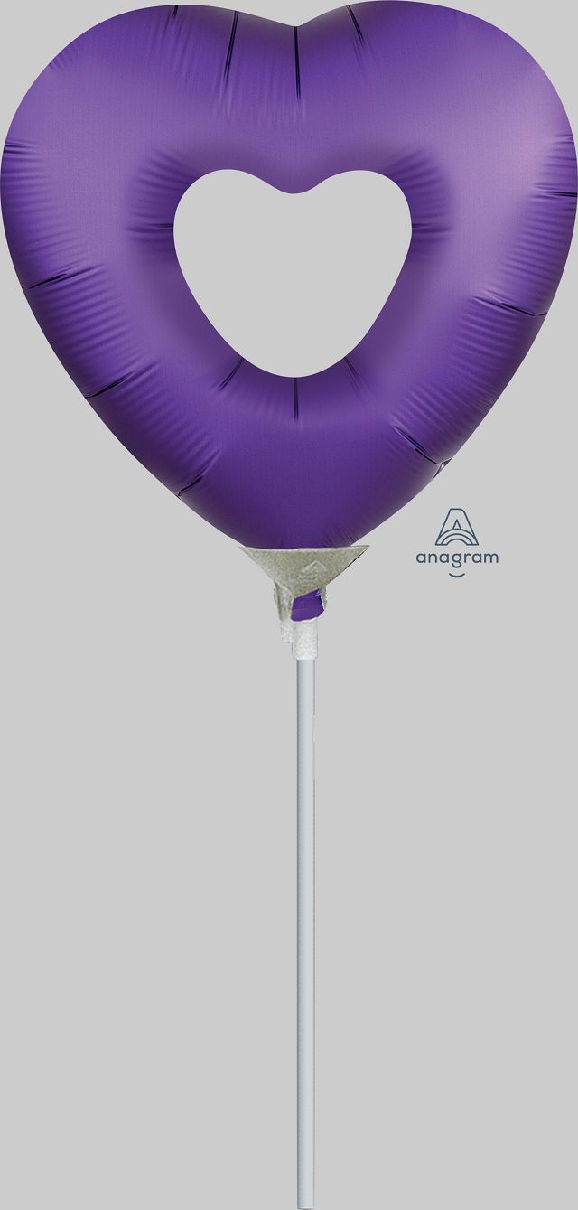 Mini Shape 35cm 14 Inch Air Fill Balloon, Purple Royale Open Heart ...