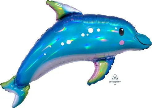 Holographic Iridescent Blue Dolphin Giant Super Shaped Foil Balloon ...