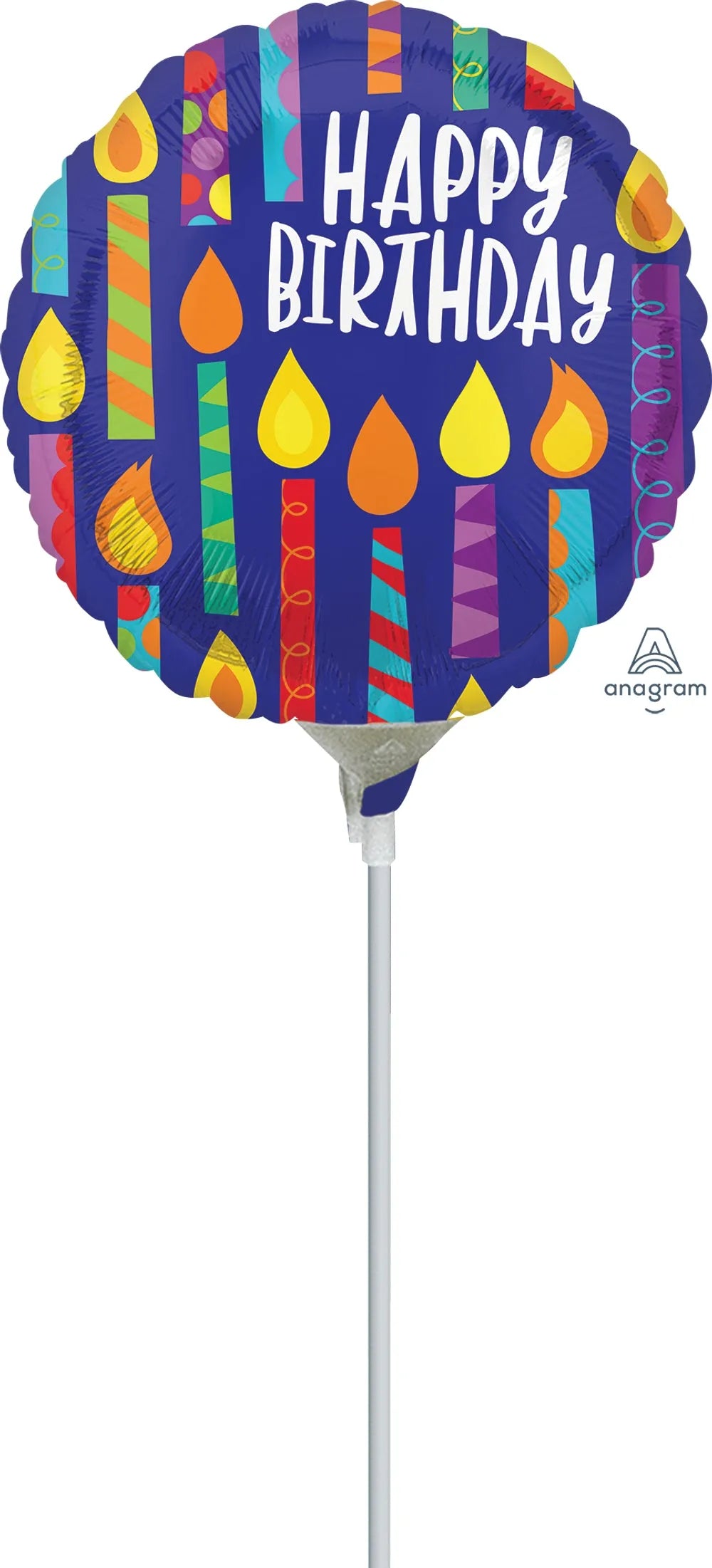 HBD Happy Candles 9 Inch 23cm Mini Air Fill Foil Balloon with Stick ...