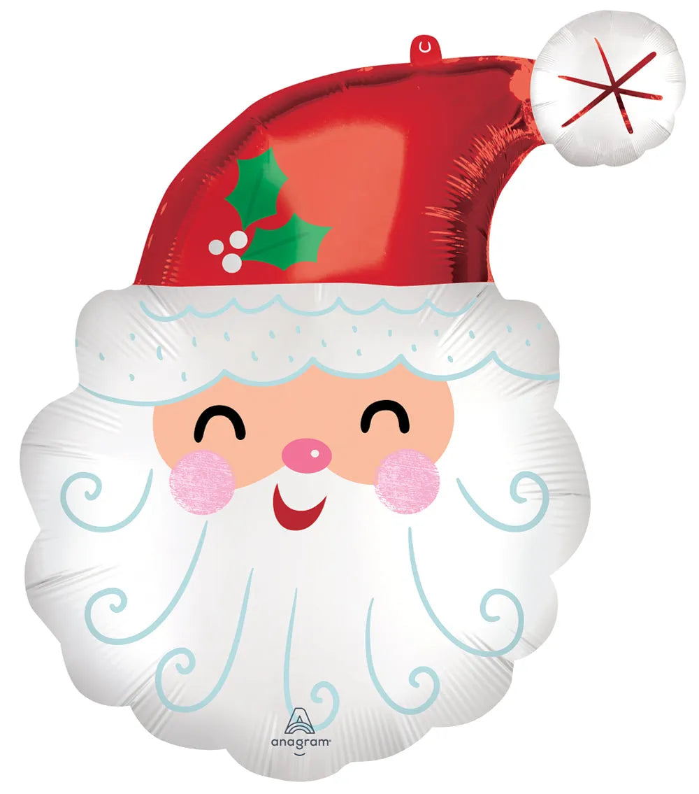 Smiley Satin Santa Head Giant Super Shaped Foil Balloon– Balloon Supply