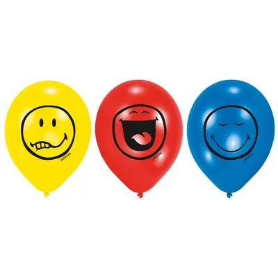 Smiley Latex Retail Balloons 6 Pack– Balloon Supply