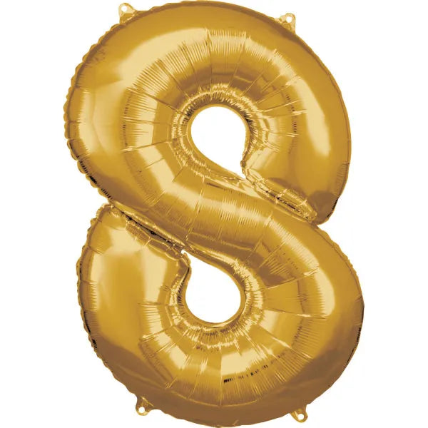 Giant Super Shaped Number Balloon, Gold 8 – Balloon Supply