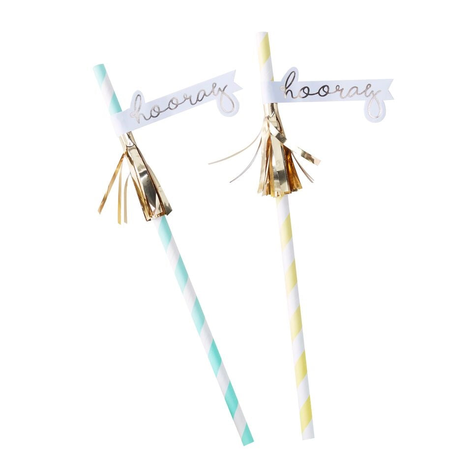 Paper Straws - Hooray & Tassel - Pastel– Balloon Supply