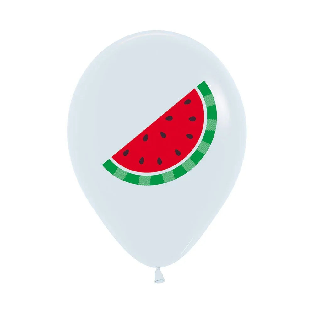 Printed Watermelon 2C on White 2S Latex Balloons, Sempertex 12 Inch 30 ...