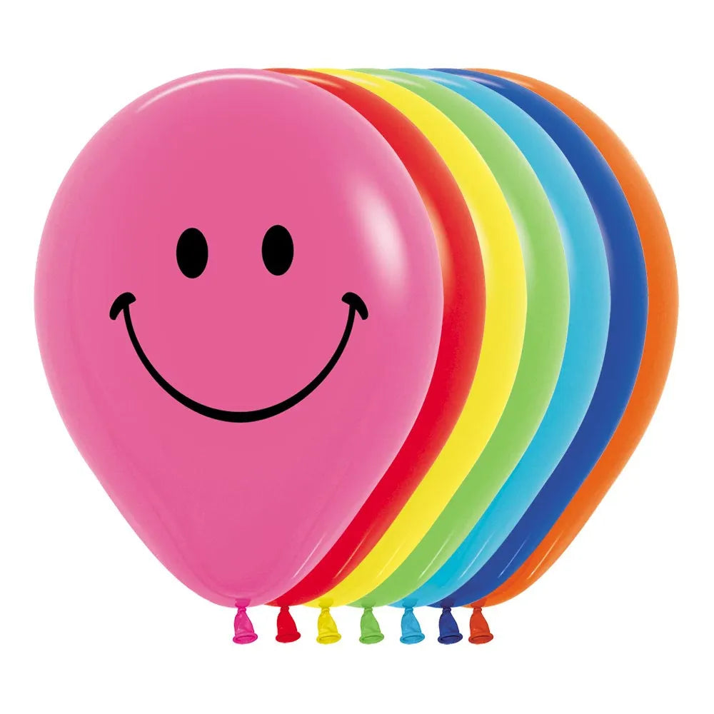 Printed Smiley Face Assorted Fashion 2S 1C Latex Balloons, Sempertex 1 ...
