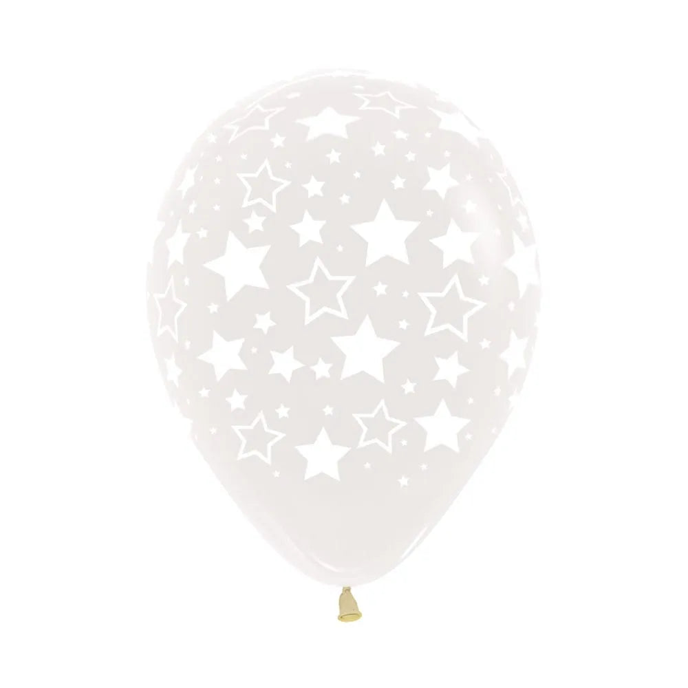 Printed Bold Stars Crystel Clear All Over Print Latex Balloons, Semper ...