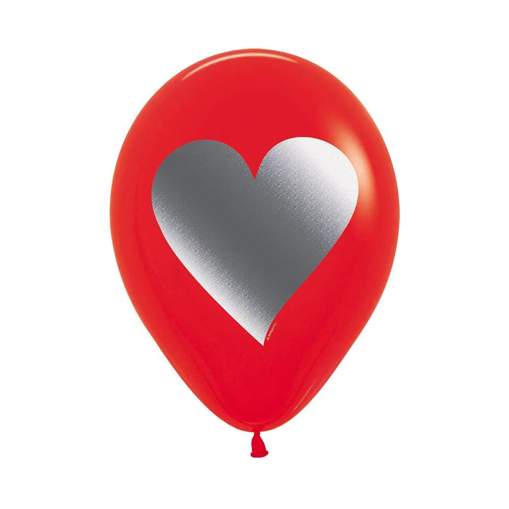 Printed Hearts 2S Metallical Ink On Red Latex Balloons, Sempertex 12 I ...